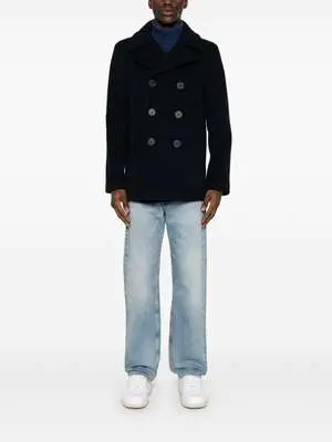 Sandro Straight-fit Wool-blend Coat - Blue