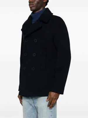 Sandro Straight-fit Wool-blend Coat - Blue