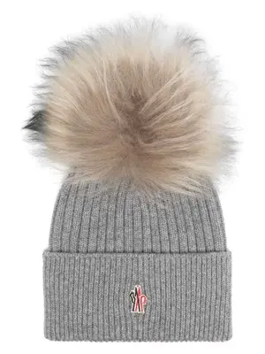Moncler Pompom Beanie Hat - Grey