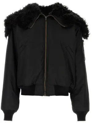 Balenciaga Faux Fur-trimmed Hood Bomber Jacket
