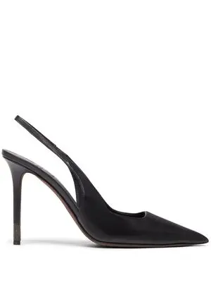 Brunello Cucinelli Monili-detail Leather Slingback Pumps - Black