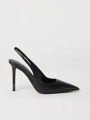 Brunello Cucinelli Monili-detail Leather Slingback Pumps - Black