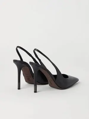 Brunello Cucinelli Monili-detail Leather Slingback Pumps - Black