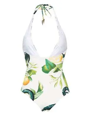 Roberto Cavalli Lemon-print One-piece Swimsuit - White