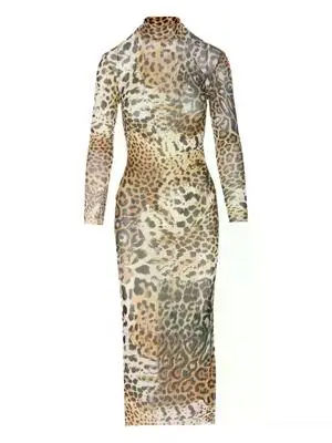 Roberto Cavalli Leopard-print Midi Dress - Neutrals