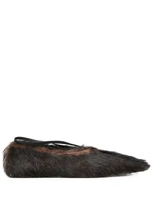 Plan C Fur Ballet Flats