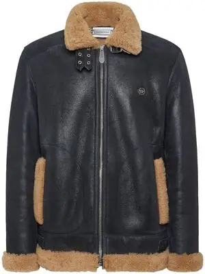 Philipp Plein Skull-embroidered Shearling Jacket