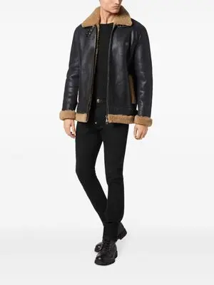 Philipp Plein Skull-embroidered Shearling Jacket