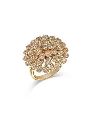 Bloomingdale'S Diamond Flower Ring In 14k Yellow - Gold