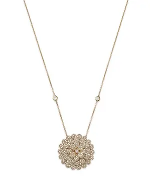 Bloomingdale'S Diamond Flower Pendant Necklace 1.50 Tcw - Gold