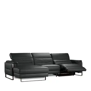 NICOLETTI Lucano 3 Piece Power Reclining Leather Sectional Minerva -nero