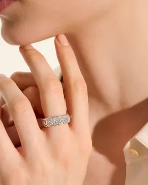 John Hardy Jh Essentials Pave Diamond Band Ring