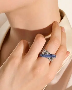 John Hardy Sterling Silver Sapphire Pave Ring - Blue/silver