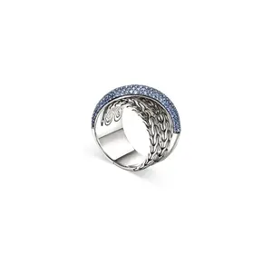 John Hardy Sterling Silver Sapphire Pave Ring - Blue/silver