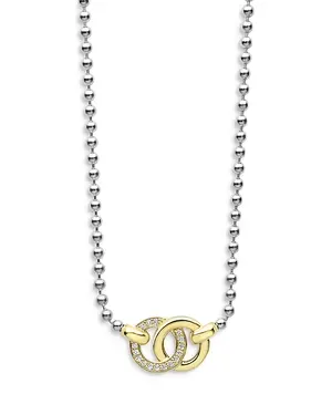 Lagos Signature Caviar Diamond Interlocking Pendant Necklace - Gold/silver