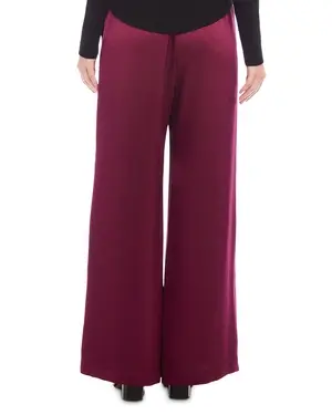 Karen Kane Wide Leg Satin Pants - Wine
