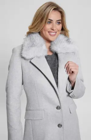 Guess Nancy Coat With Removable Faux Fur Collar