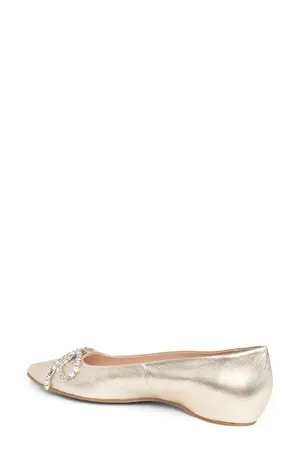 PATRICIA GREEN Bella Crystal Bow Flat - Gold Leather