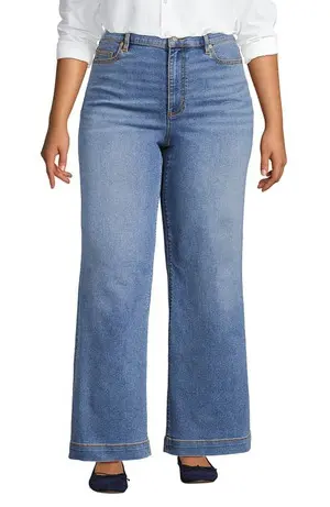 LANDS' END Wide-leg Jeans - Beau Blue