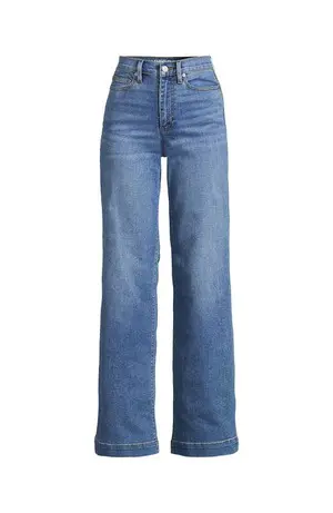 LANDS' END High Rise Wide Leg Denim Jeans - Beau Blue