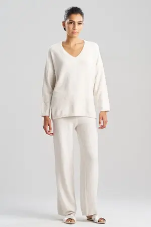 Natori Natori Aura Heather Chenille V-Neck Top White