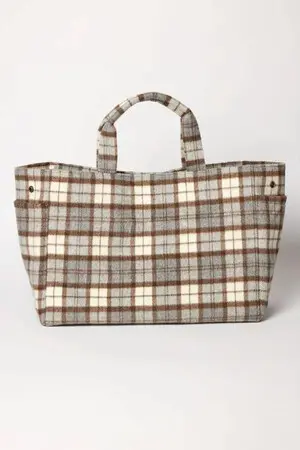 Velvet By Graham & Spencer Plaid Tote - Brown