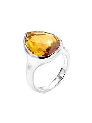 Ippolita Rock Candy Sterling Silver & Citrine Medium Teardrop Ring Cognac Citrine