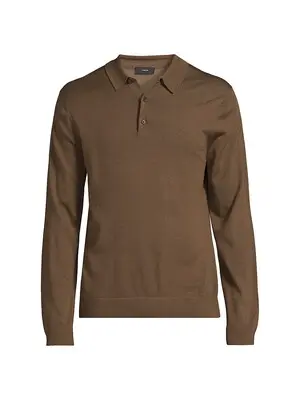 Vince Merino Wool Polo Sweater Light Vicuna
