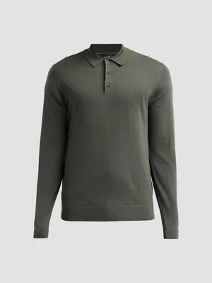Vince Merino Wool Polo Sweater - Night Leaf