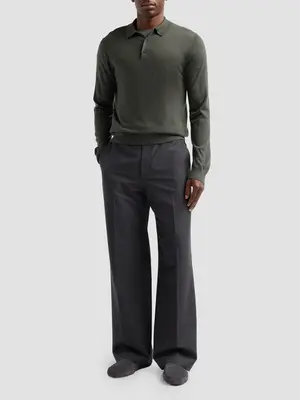 Vince Merino Wool Polo Sweater - Night Leaf