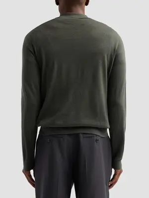 Vince Merino Wool Polo Sweater - Night Leaf