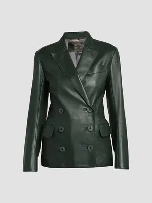 Giorgio Armani Leather Double-breasted Blazer