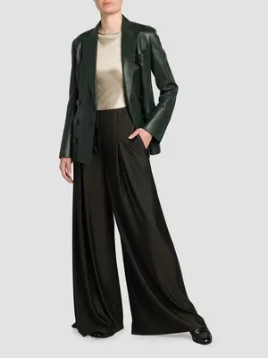 Giorgio Armani Leather Double-breasted Blazer