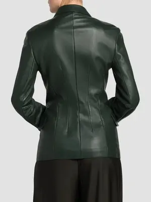 Giorgio Armani Leather Double-breasted Blazer