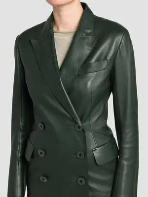 Giorgio Armani Leather Double-breasted Blazer