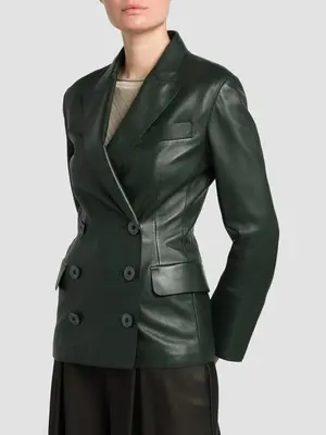 Giorgio Armani Leather Double-breasted Blazer