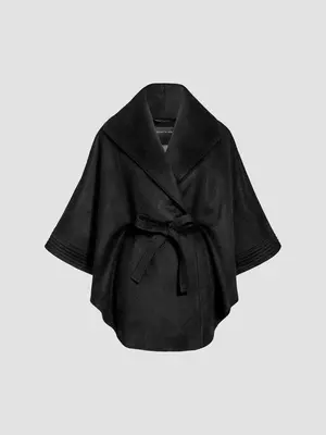 Sentaler Shawl Collar Belted Alpaca Cape - Black