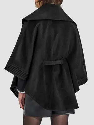 Sentaler Shawl Collar Belted Alpaca Cape - Black