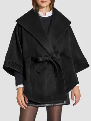 Sentaler Shawl Collar Belted Alpaca Cape - Black