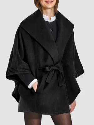 Sentaler Shawl Collar Belted Alpaca Cape - Black