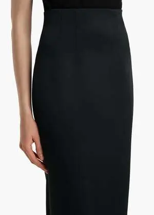 Khaite Loxley Leather Pencil Skirt - Black
