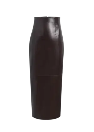 Khaite Loxley Leather Pencil Skirt Mud