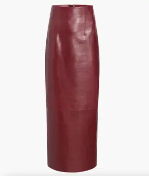 Khaite Loxley Leather Pencil Skirt Oxblood Leather