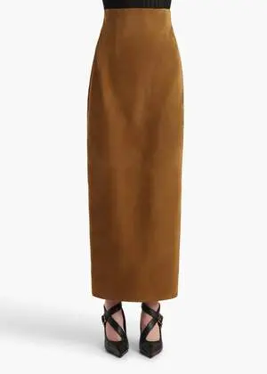 Khaite Loxley Leather Pencil Skirt - Toffee