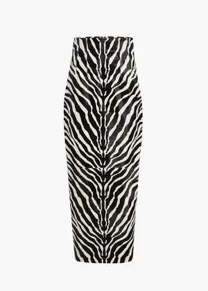 Khaite Loxley Leather Pencil Skirt Zebra