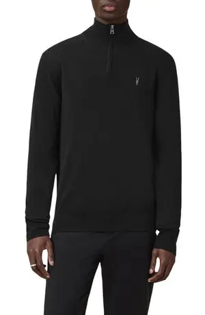 ALLSAINTS Kilburn Funnel Neck Quarter Zip Sweater - Black
