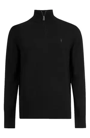 ALLSAINTS Kilburn Funnel Neck Quarter Zip Sweater - Black