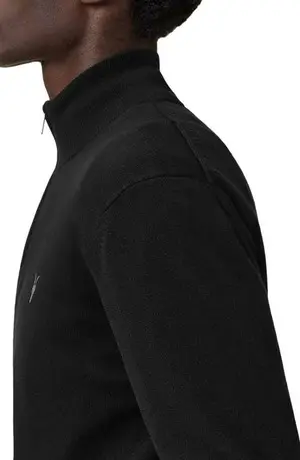 ALLSAINTS Kilburn Funnel Neck Quarter Zip Sweater - Black