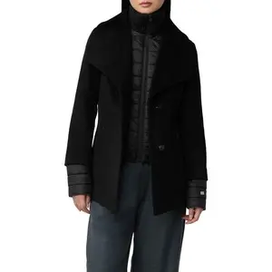 Soia & Kyo Freida Mixed Media Coat With Removable Puffer Bib