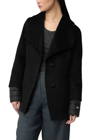 Soia & Kyo Freida Mixed Media Coat With Removable Puffer Bib